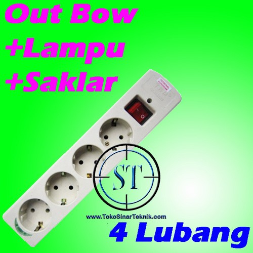 Jual OB SC SK-004 +Lampu +Saklar 4 Lubang TRM Colokan LIstrik Cabang 4 Tanpa KAbel Plus Switch ...