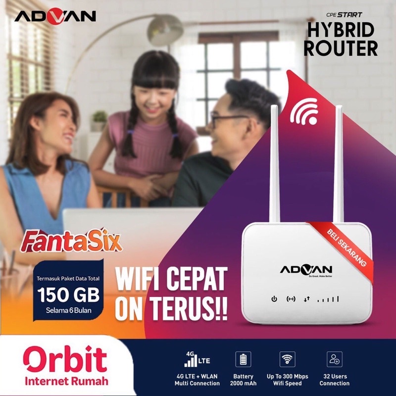 Jual Telkomsel Orbit Advan CPE Router Hybrid 4G LTE + WLAN Modem Wifi ...
