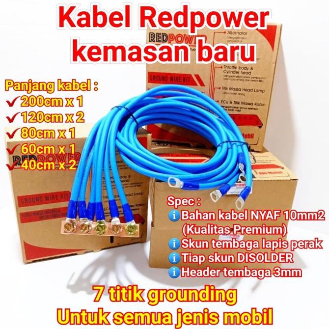 Jual Ground Wire Kit Kabel Grounding Mobil Redpower Nyaf 10Mm Biru 7 ...