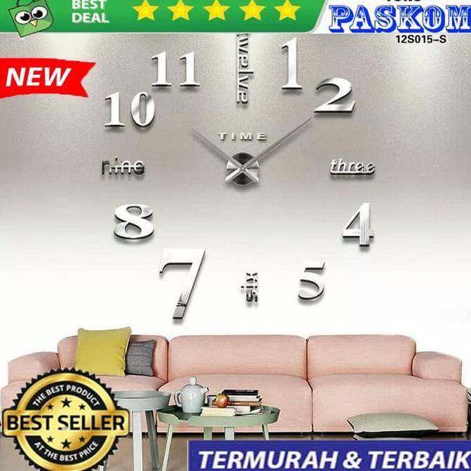 Jual Jam Dinding Besar Raksasa 3D giant Wall Huruf Angka Diameter 80 ...