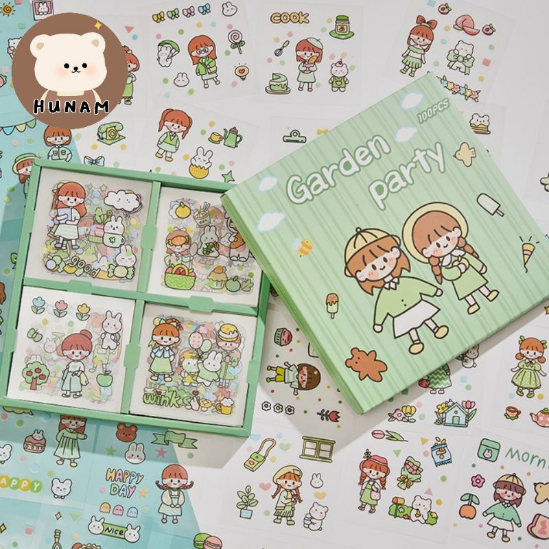 Jual HUNAM Stiker Aesthetic Lucu Tema Garden Party Sticker Waterproof ...