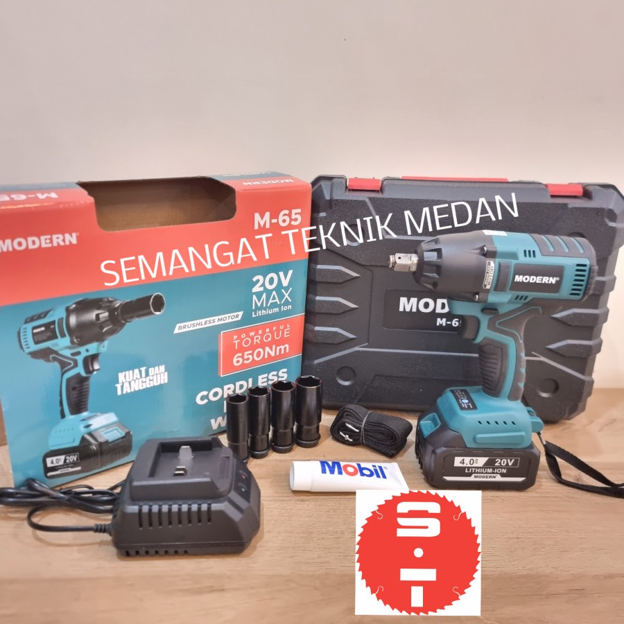 Jual M-65 CORDLESS BATERAI BUKA RODA BAUT IMPACT WRENCH 1/2" 20V MODERN ...