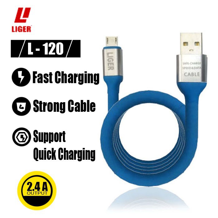 Jual KABEL DATA LIGER L-120 MICRO USB FAST CHARGING 2.4A ORIGINAL ...