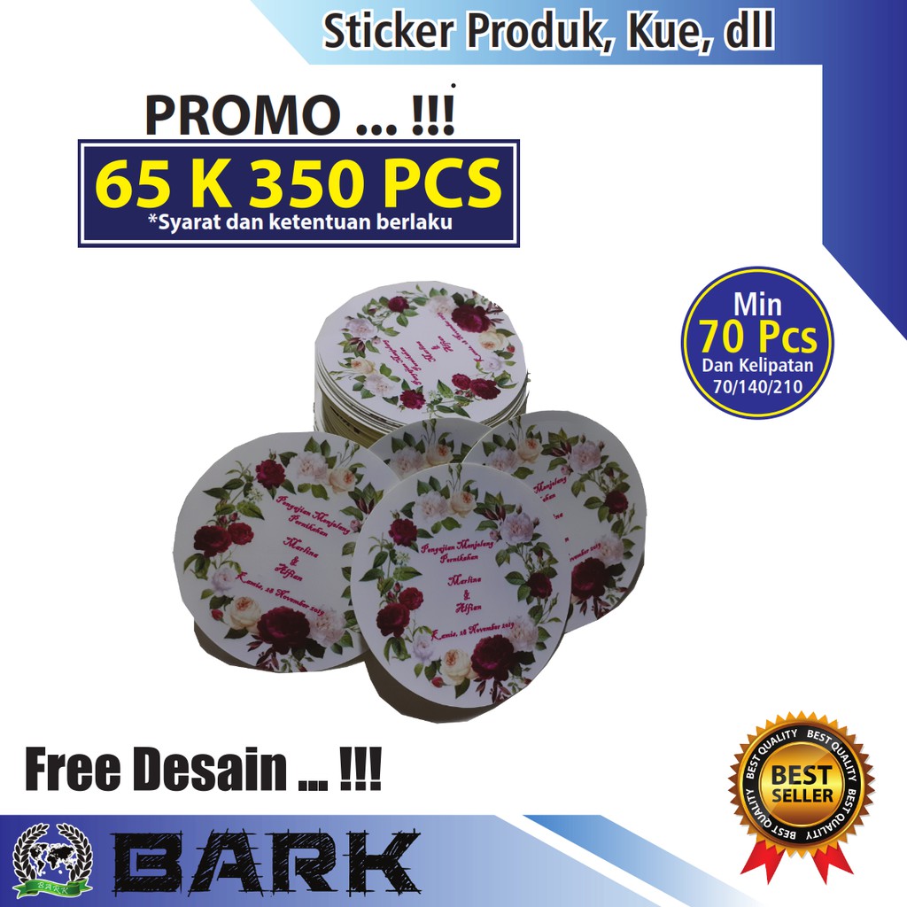 Jual cetak stiker sticker label logo custom nama jualan makanan ...