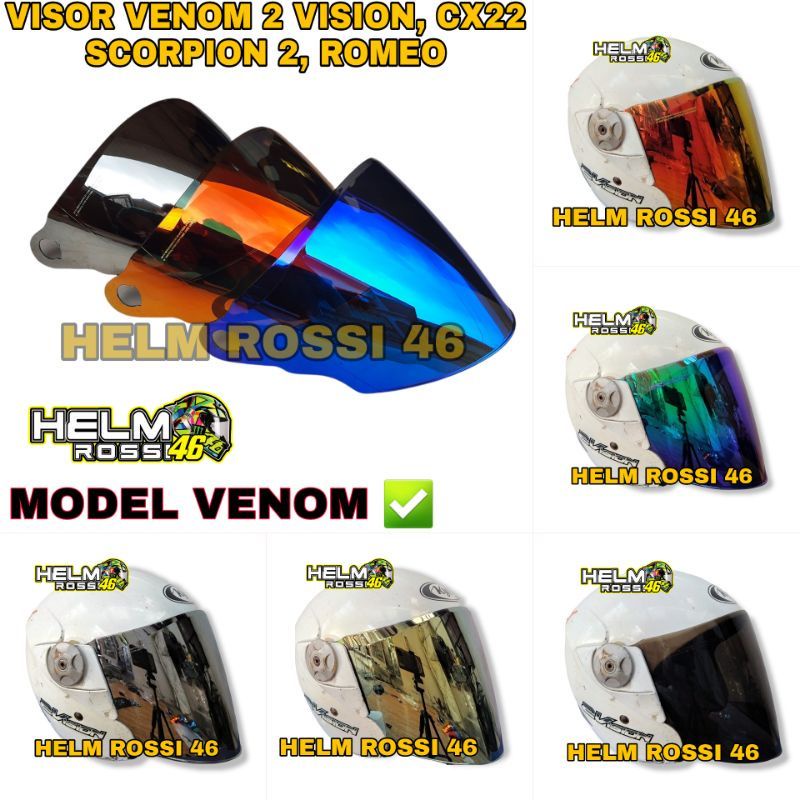 Jual Flat Visor helm kyt Romeo / kyt 2 vision / ink Cx22 model venom ...