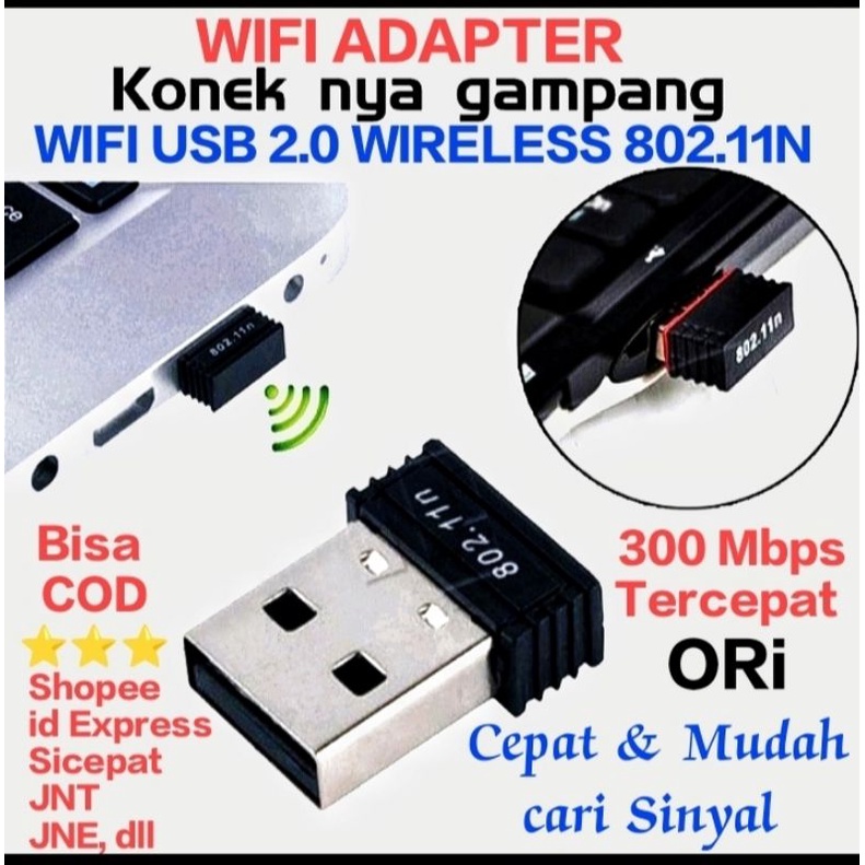 Jual ASLI USB MINI WIFI 300 MBPS ORI Adapter Wifi Wireless Asli Nano ...