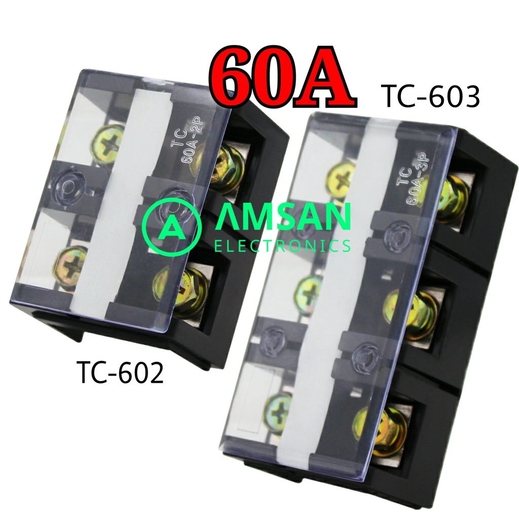 Jual Terminal Block 60A 2P 3P TC-602 TC-603 2 3 Pole 600V | Shopee Indonesia