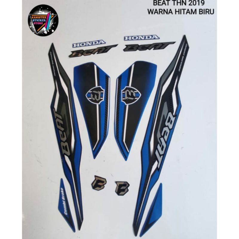 Jual striping honda beat tahun 2019 warna hitam - biru, striping list ...