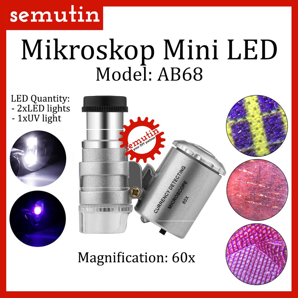 Jual Mikroskop Saku Mini 60x AB68 / Microscope Portable LED Currency ...