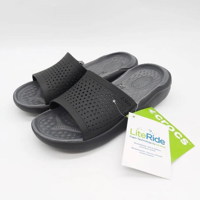 Jual SANDAL SLIDE PRIA CROCS LITERIDE SLIDE MAN ORIGINAL CROCS - HITAM ...
