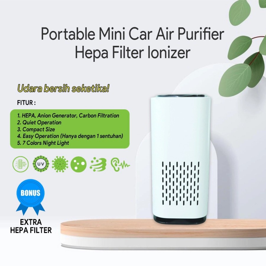 Jual Air Purifier Mini Purifier Portable Purifier Hepa Filter Ionizer ...