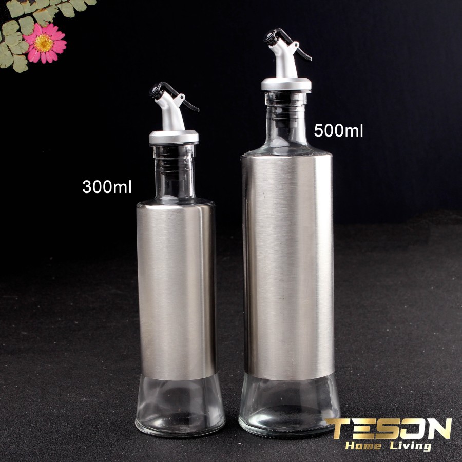 Jual Botol Minyak Stainless Kaca Kecap Saos Pourer Oil Vinegar Glass ...