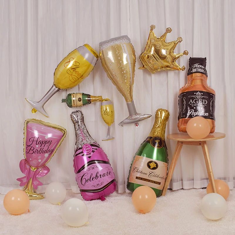 Jual Balon Foil pesta jumbo Wine Gelas cheers ice cream cone HBD kumis ...