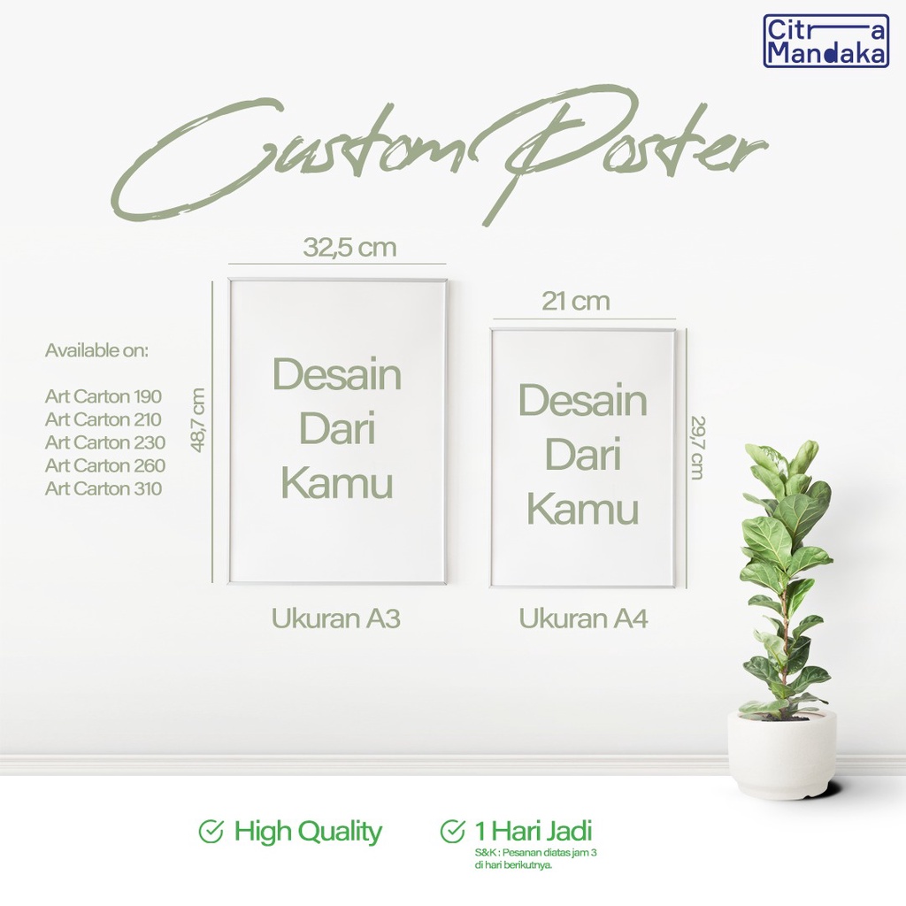Jual Cetak Poster Custom A3 | A4 Design Bebas 2 Sisi Print Kertas Art ...