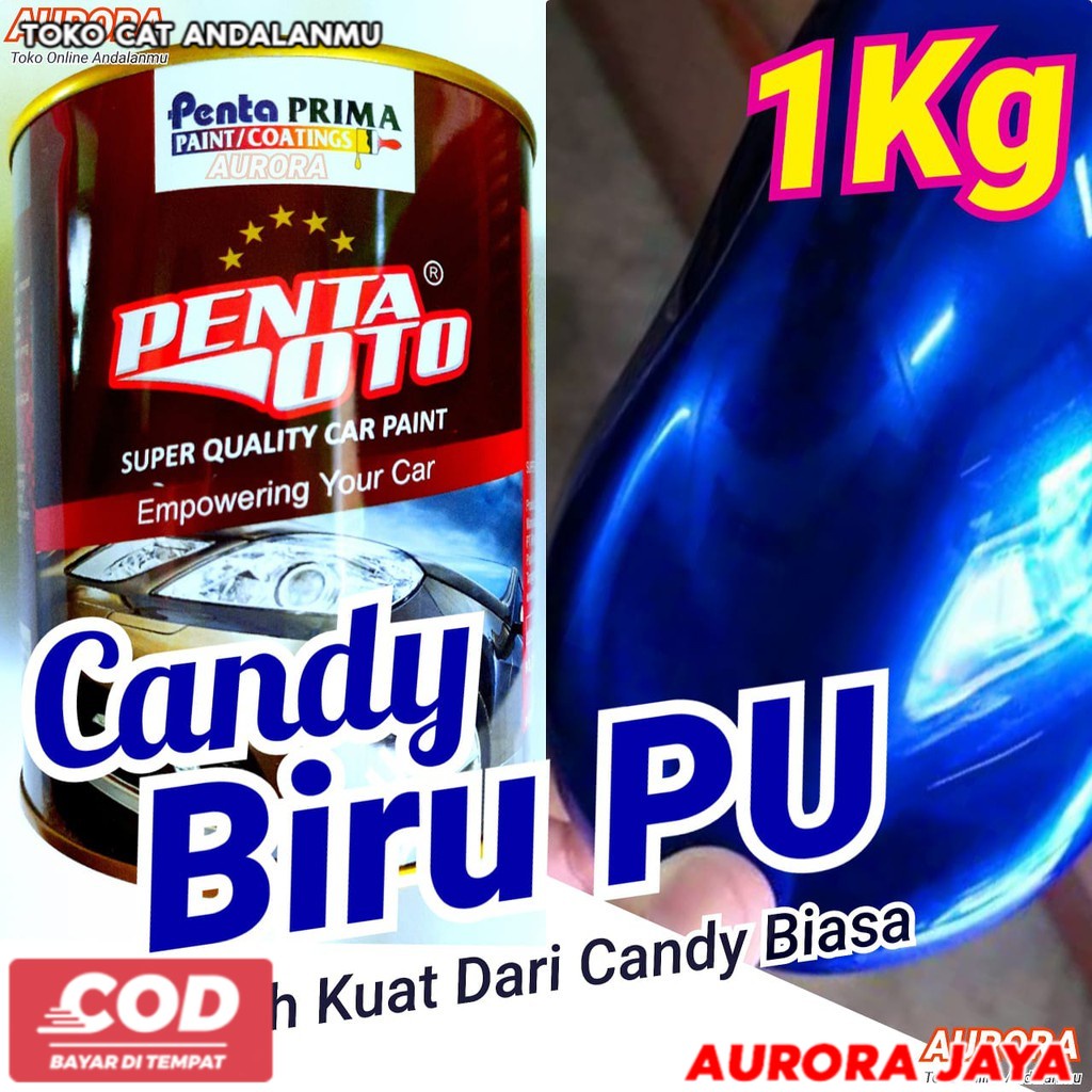 Jual Cat Candy Blue Biru PU kemasan 1Kg Penta Oto Piu Blu Candytone ...
