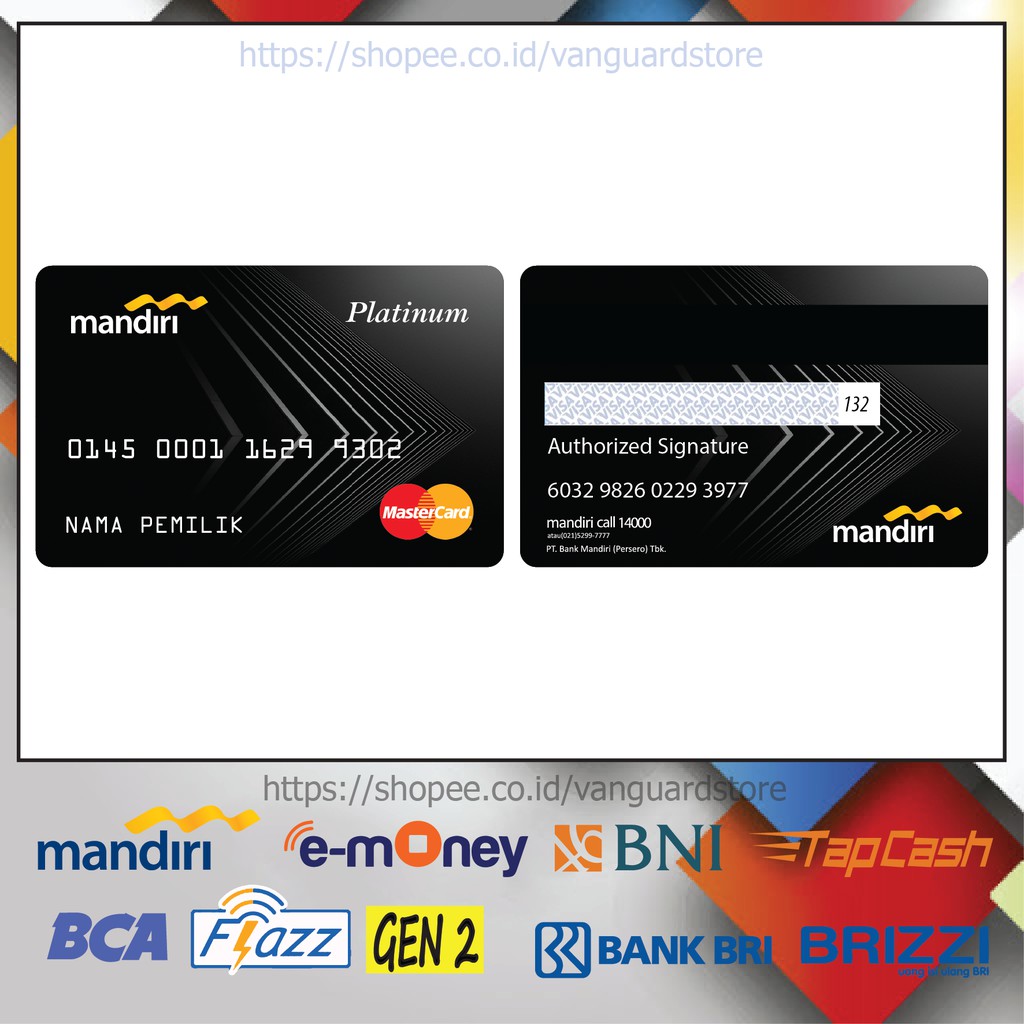 Jual KARTU E MONEY E TOLL DESIGN CREDIT CARD 2 EMONEY MANDIRI FLAZZ BCA ...