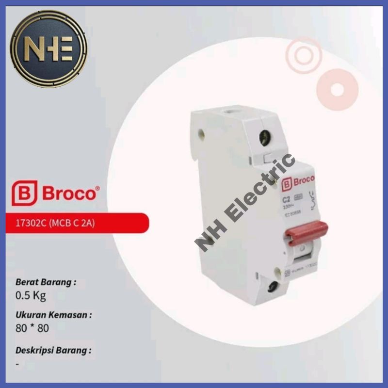 Jual Mcb 1 Phase 2 Ampere Pemutus Arus Listrik Circuit Breaker 17302C Broco | Shopee Indonesia