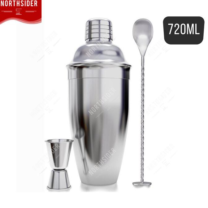 Jual COCKTAIL SHAKER 550ML & 720ML - KOKTAIL SET BAR SPOON & JIGGER - 720ml | Shopee Indonesia