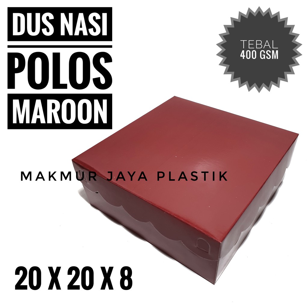 Jual BOX NASI KOTAK DUS 20X20 POLOS WARNA MERAH BAHAN TEBAL 400 GSM ...