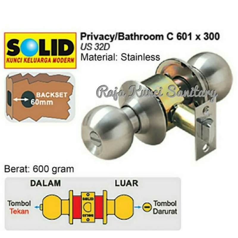 Jual Kunci Bulat Solid C 601x300 US 32 D (Privacy/Bathroom)/Kunci Pintu ...