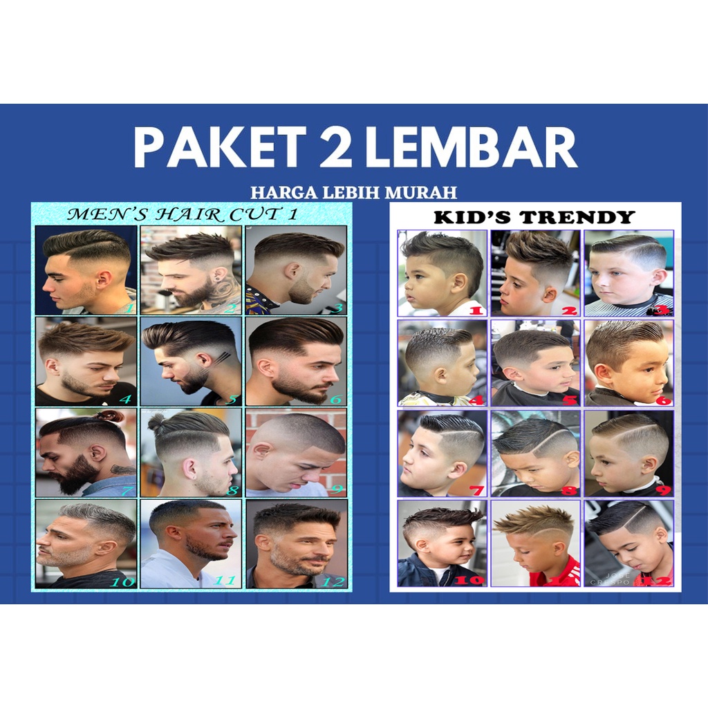 Jual 2 lembar Poster pangkas rambut / Model rambut pria / model potong ...