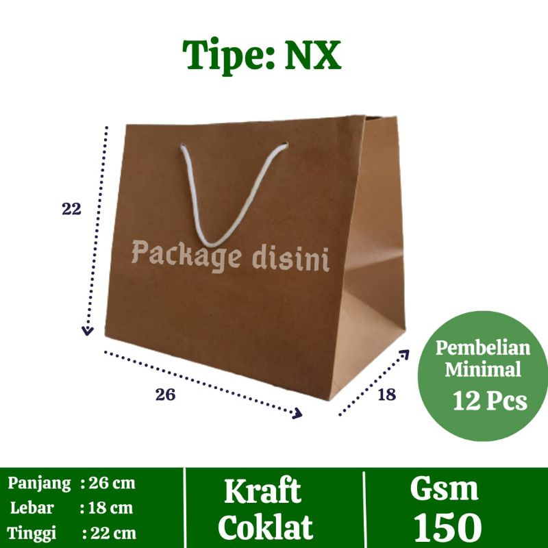 Jual Paper bag NX tali putih, Tas kertas coklat polos, tas kertas bento ...