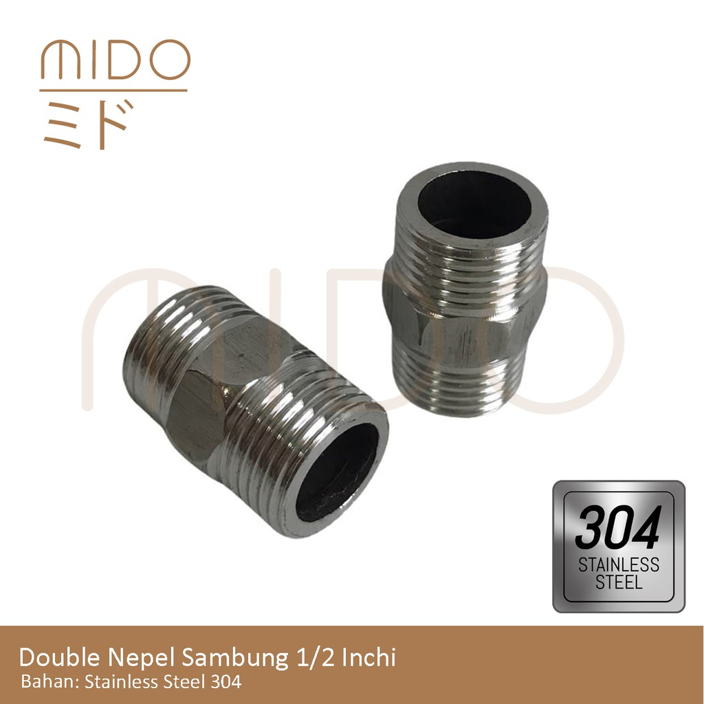 Jual Double Nepel 1/2 Inch Stainless / Dabel nepel Stainless 1/2 Inchi ...