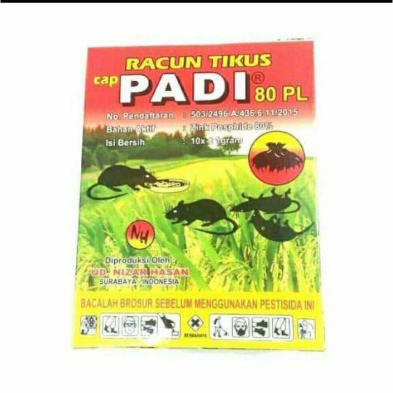 Jual Racun Tikus Cap PADI 80PL 1 Box isi 10 Sachet | Shopee Indonesia