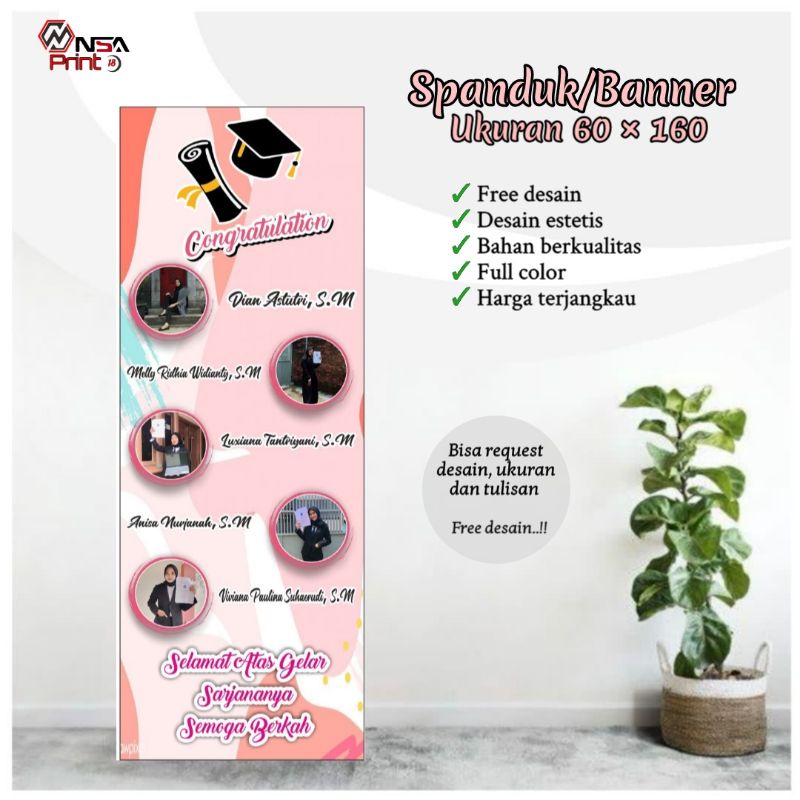 Jual Cetak banner/spanduk, banner wisuda ukuran 60×160, bisa request ...