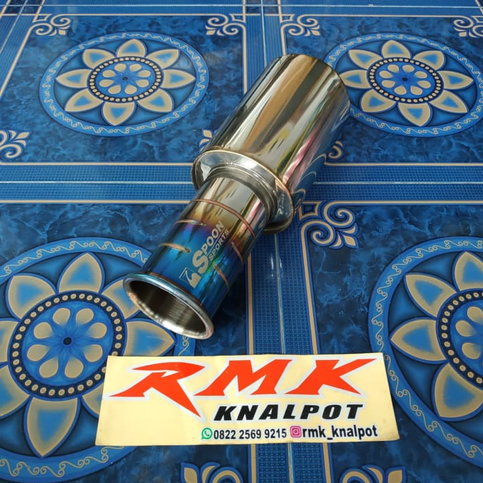 Jual Knalpot Racing Mobil Spoon Rainbow Blue Las Argon Cacing (Pendek ...