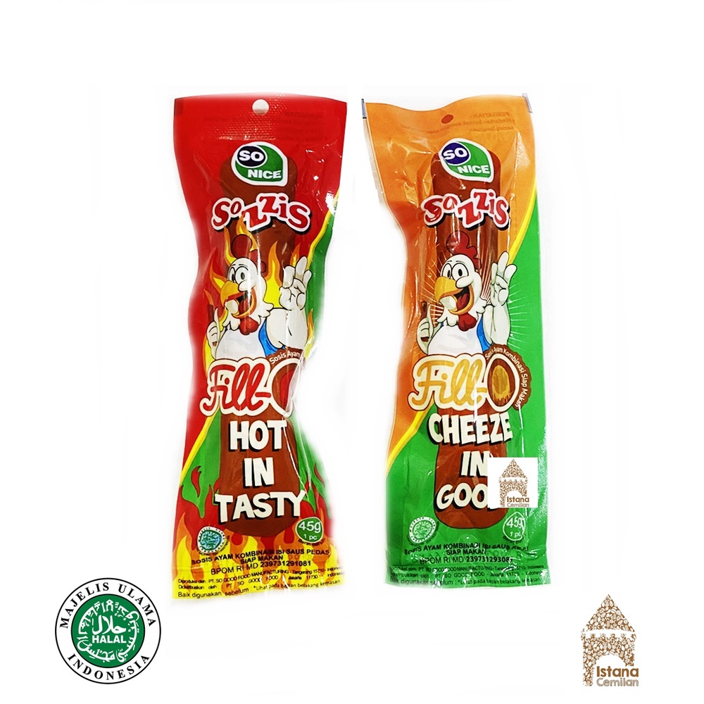 Jual Sozzis Sosis Ayam So Nice Fill-O Hot Pedas / Cheese Keju 45 Gram ...