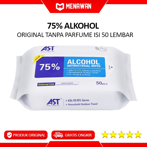 Jual Tissue Basah Alkohol Tisu Antiseptic 75% Alcohol 50 Wipes Original ...