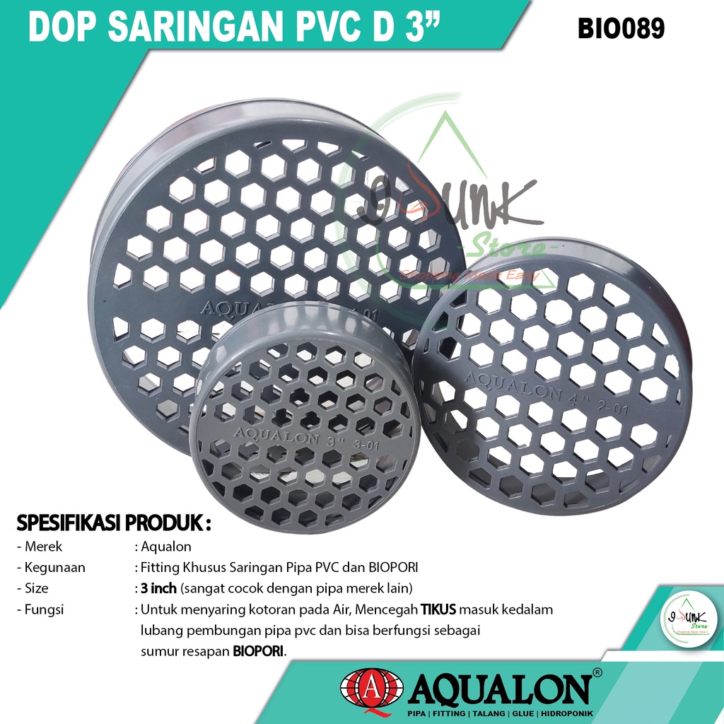 Jual Dop Saringan Pipa PVC D 3" inch / Tutup Bolong 3" / Dop Biopori 3 ...