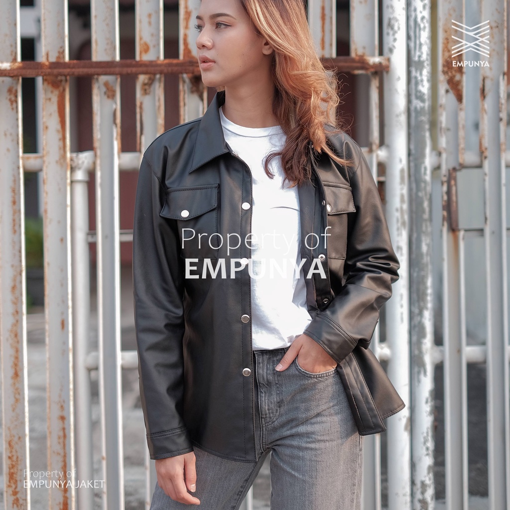 Jual Jaket Kulit Sintetis Cewek Cowok Faux Leather Jacket Kemeja Kulit ...