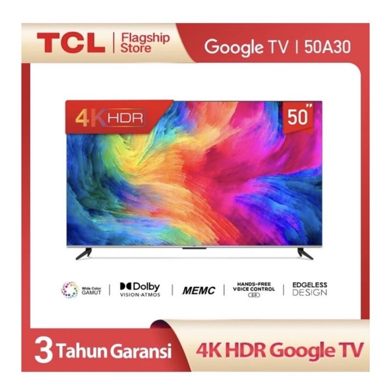 Jual TCL LED 50 inch Google TV 4K UHD 50A30 | Shopee Indonesia