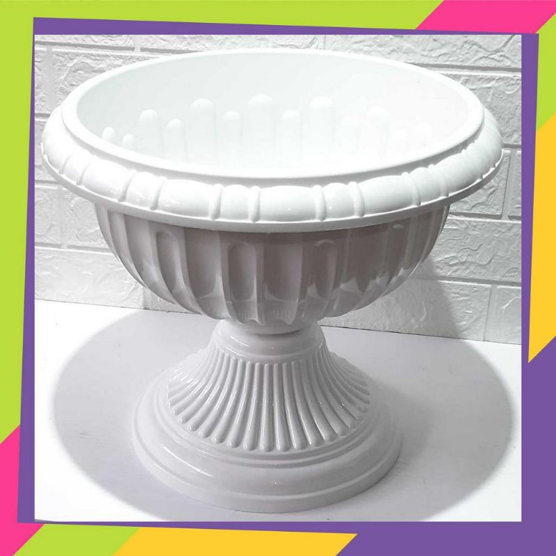 Jual Pot bunga dan tanaman Motif Piala Putih shallom 38cm | Shopee ...
