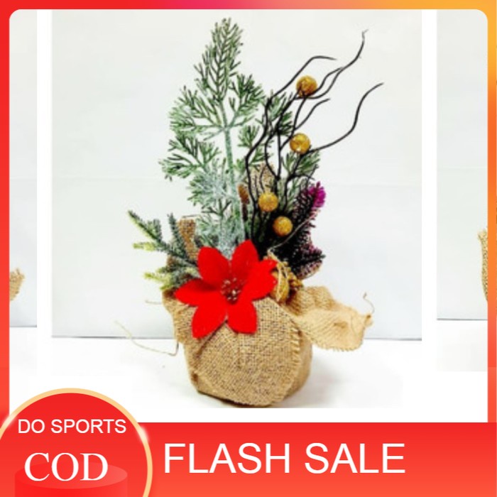 Jual NAT59 Hiasan Meja Natal Christmas Pinus Vas Jerami POT BUNGA Unik ...