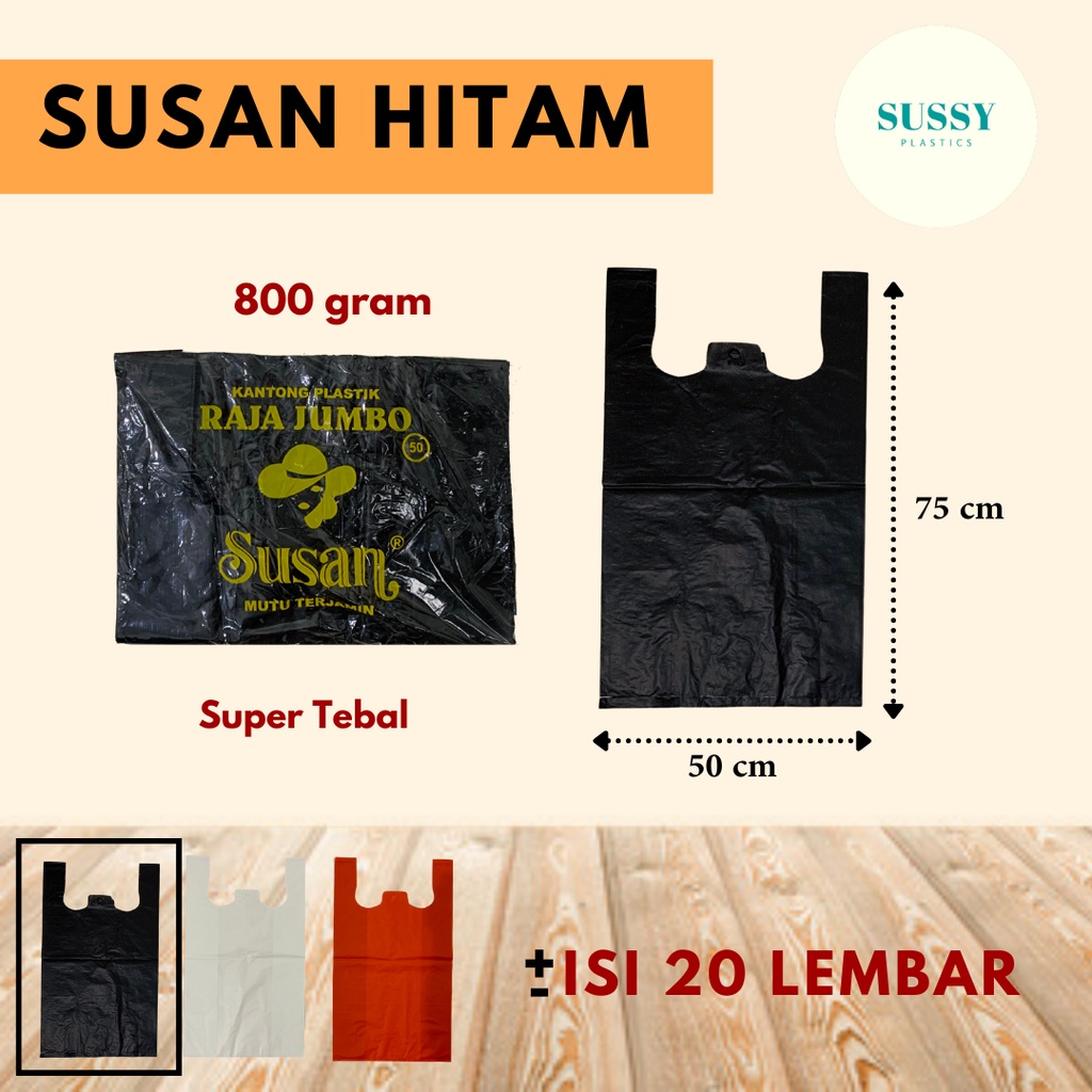 Jual Kantong Plastik Kresek Raja Jumbo Uk 50 SUSAN 800 Gr Merah Putih ...