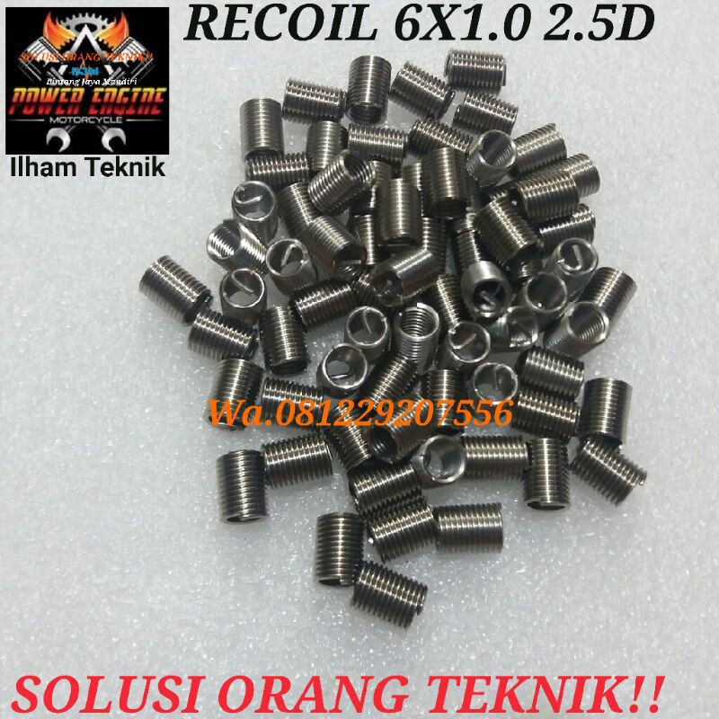 Jual RECOIL Helicoil Verbos isi recoil M6X1.0 2.5D Panjang 9.5mm atau ...