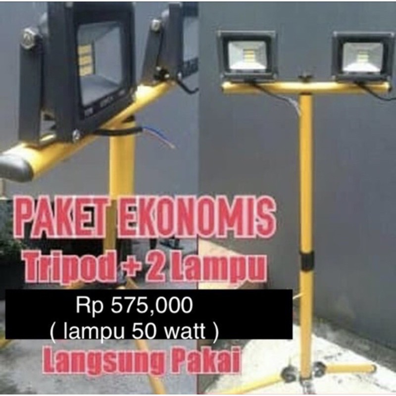 Jual paket tripod lampu sorot led 50 watt 50w tripod set lampu tembak led 50 watt | Shopee Indonesia