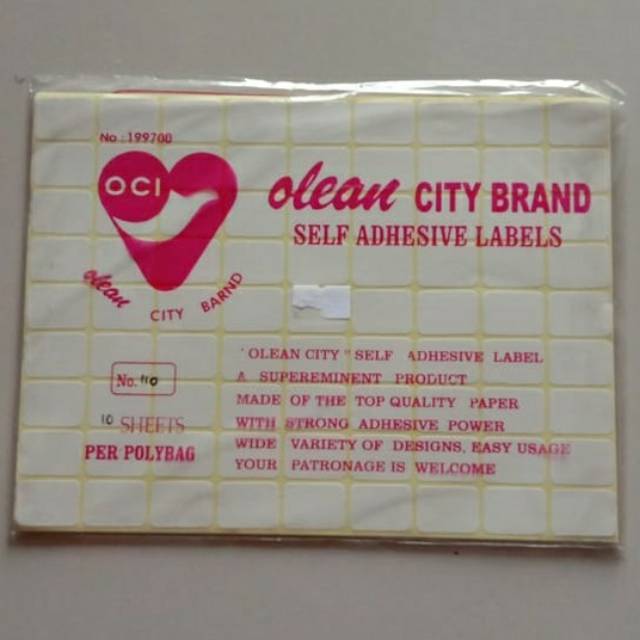 Jual Olean City OCI 110 polos (10 lbr) Kertas Label Self Adhesive ...