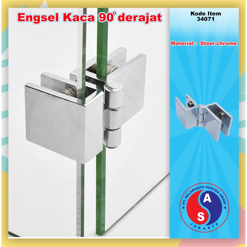 Jual 1 pc Engsel Jepit Kaca ke Kaca / Engsel Pintu Kaca Etalase 90 ...