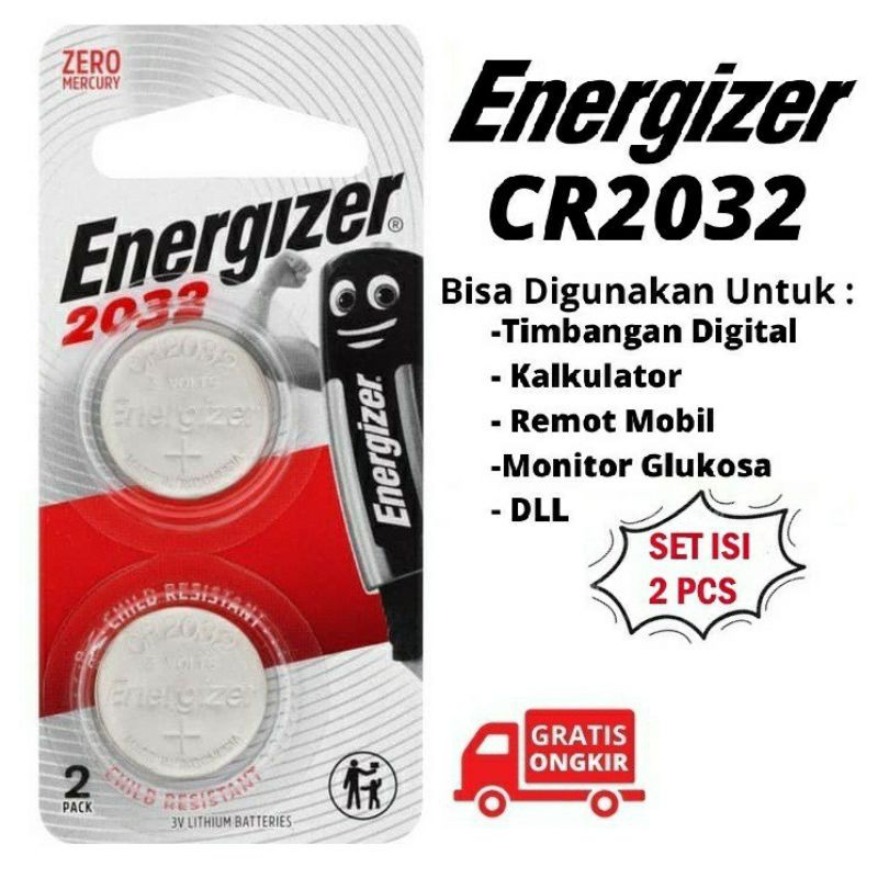 Jual ENERGIZER 2032 CR2032 ori Battery baterai batre kancing 1pcs saja ...