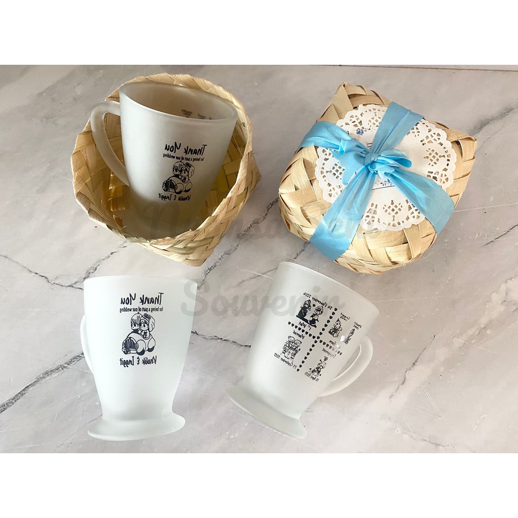 Jual Souvenir Pernikahan Gelas Minum Gagang Kaca Gelas Cangkir Kopi ...