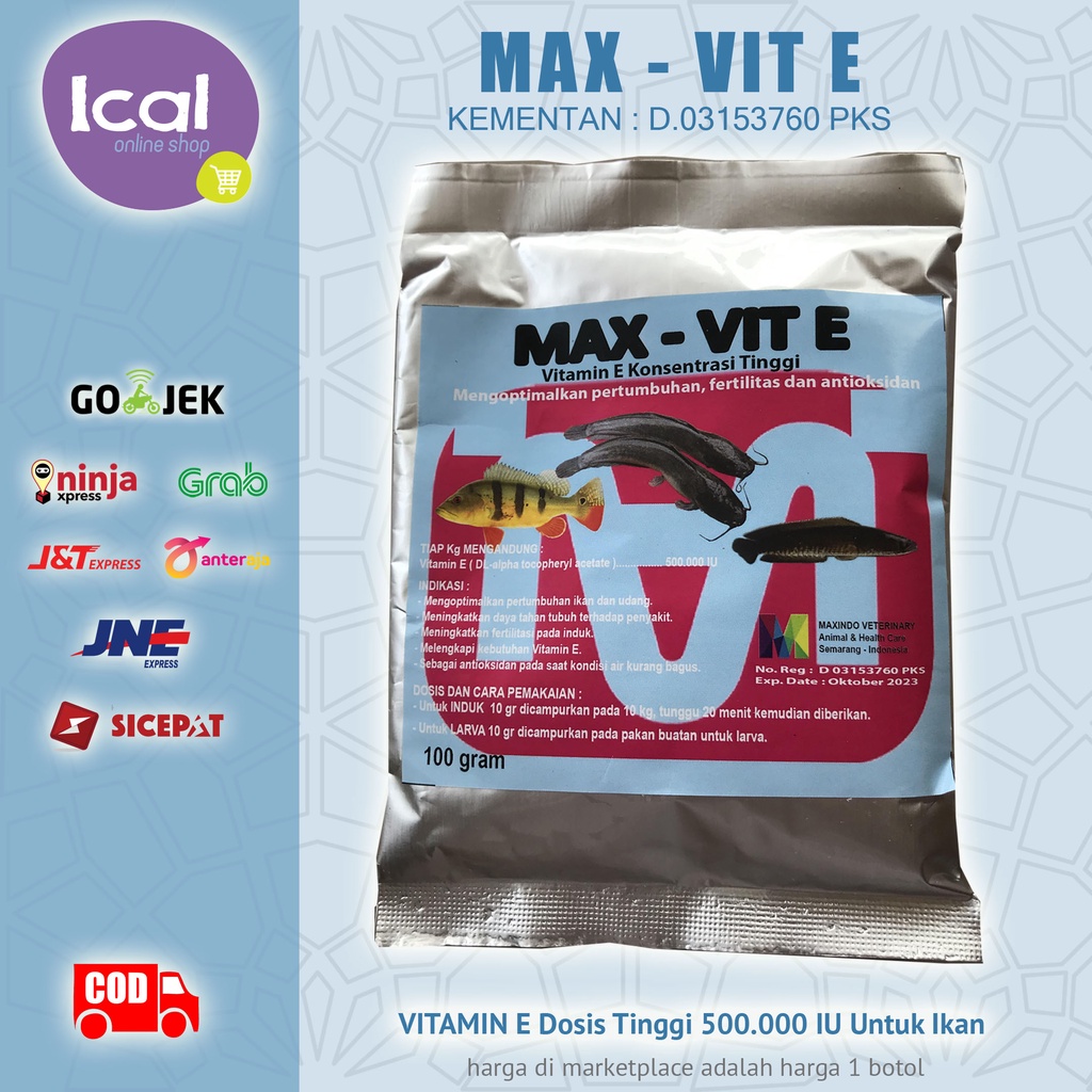 Jual Vitamin E Untuk Ikan Indukan Dan Larva MAX VIT E | Shopee Indonesia