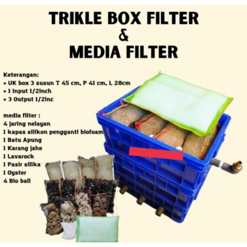 Jual Trickle Box Filter Kolam Ikan Koi + Media Filter 14item | Shopee ...