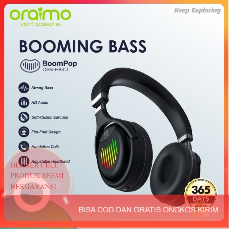 Jual HEADPHONE ORAIMO OEB-H89D BOOMPOP LED LIGHT WIRELESS BLUETOOTH ...
