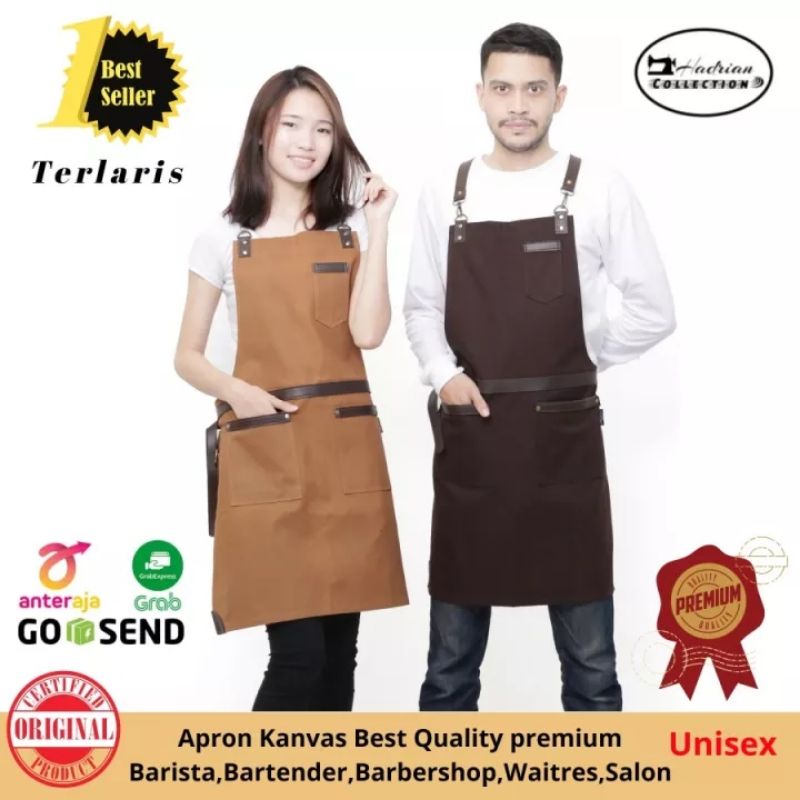 Jual Celemek Apron Barista Canvas Leather Premium Quality Grade A ...