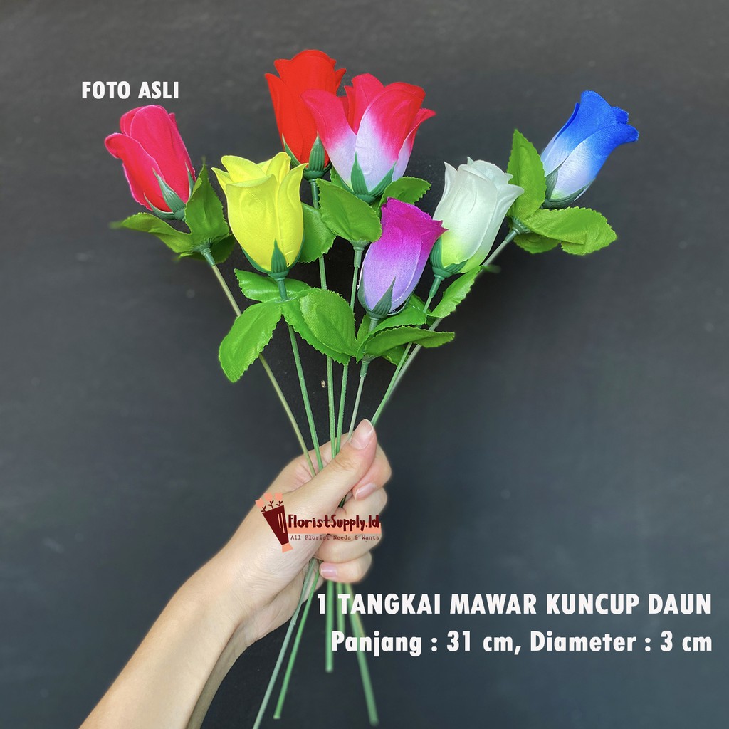 Jual 1 Tangkai Mawar Kuncup Daun Artifisial | Shopee Indonesia