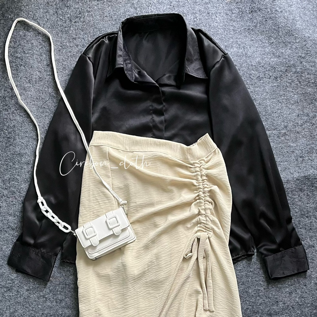 Jual Cirebon Cloth - One Set Rok Serut & Kemeja | One Set Satin Wanita ...